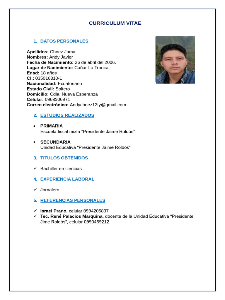 CV de Andy Choez Jama | PDF