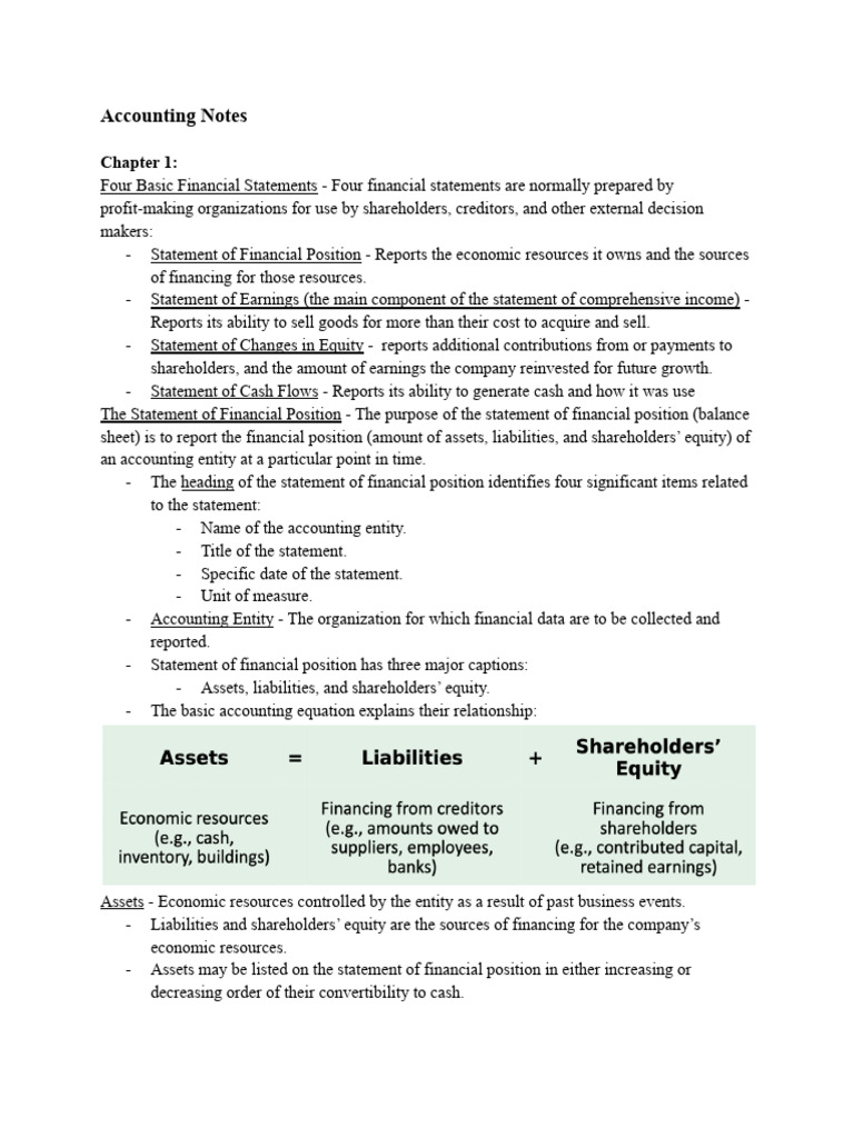 Accounting Notes | PDF | Debits And Credits | Balance Sheet