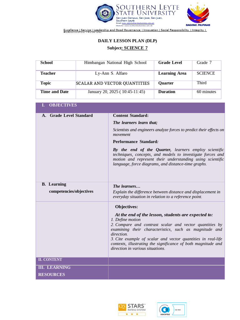 SCIENCE 7 (Week 4, Scalar and Vector) | PDF | Euclidean Vector | Force
