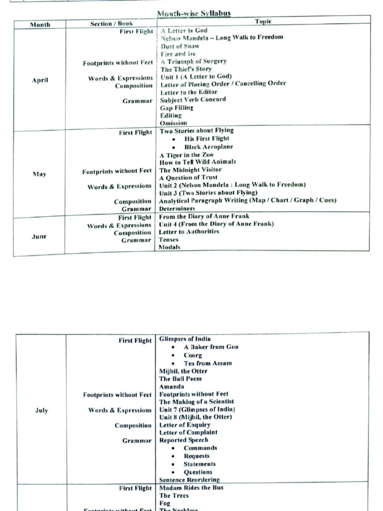 CLASS 10 SYLLABUS | PDF