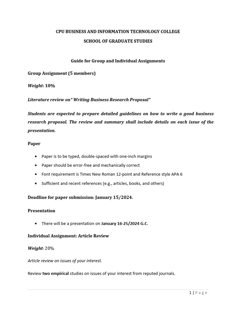 Guide For Group and Individual Assignments | PDF