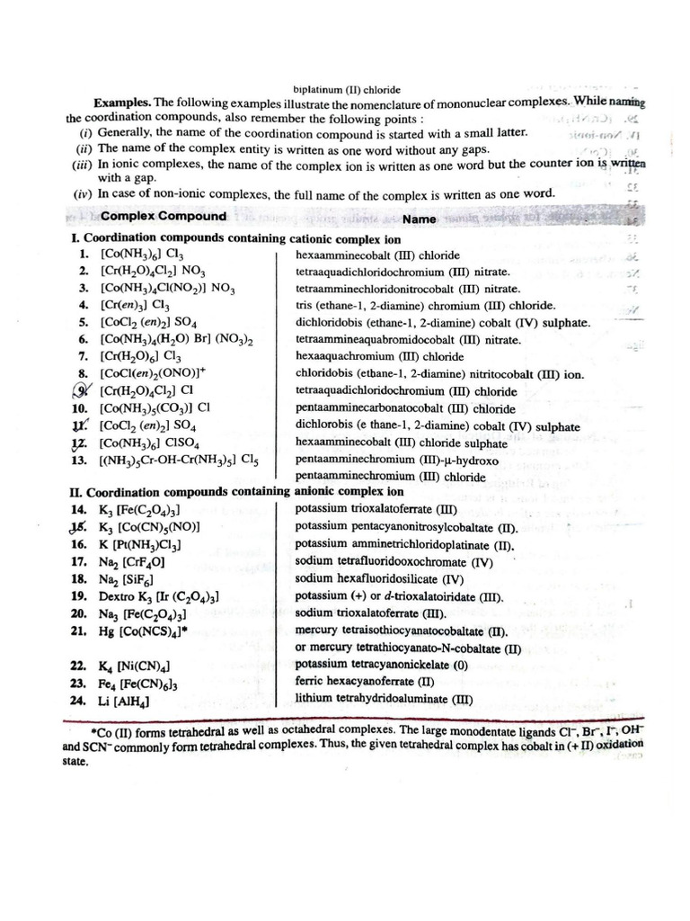 Coordination Compounds Iupac Practice Ex | PDF