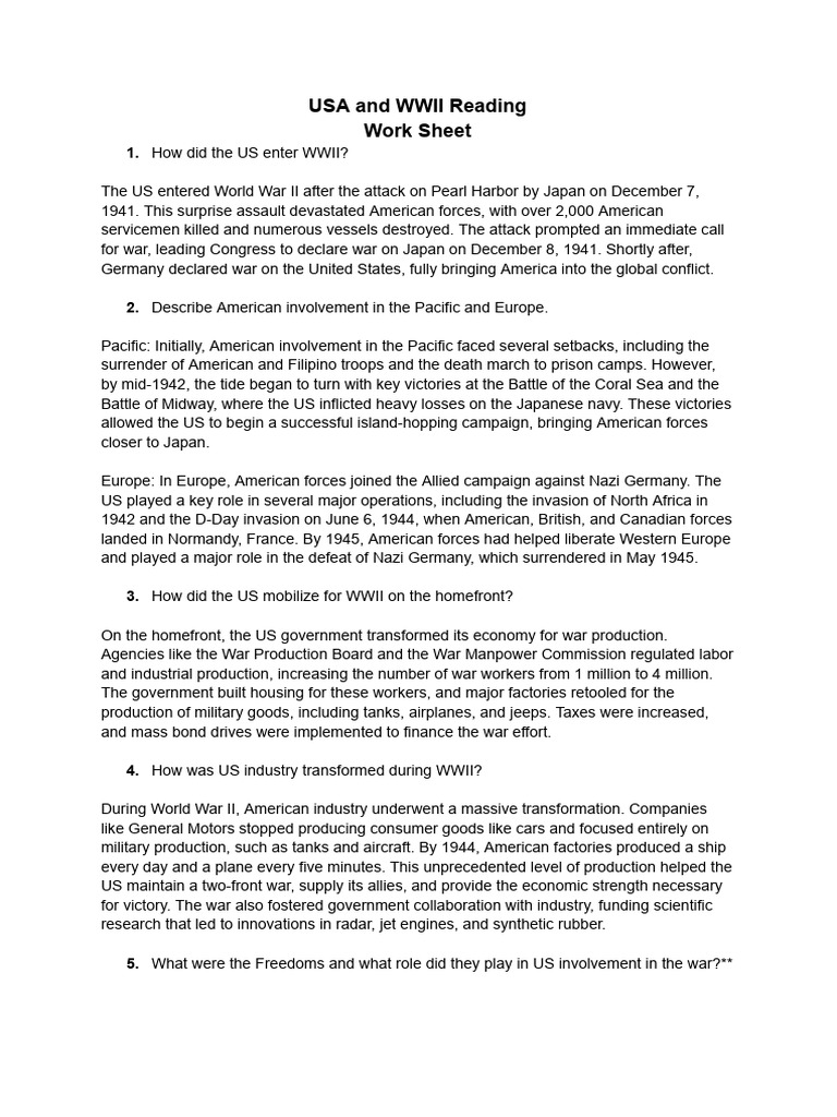 US Involvement in WWII Overview | PDF | World War II | Home Front ...