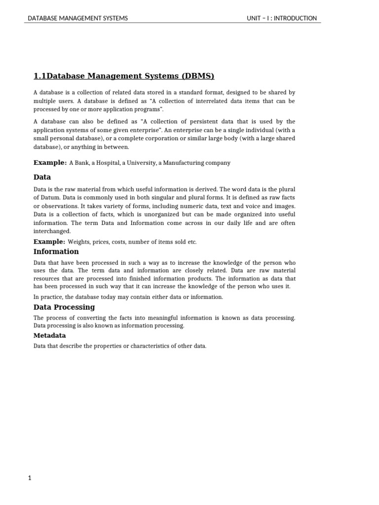 DBMS (R20) UNIT - 1 | PDF | Databases | Relational Database DBMS (R20) UNIT - 1 | PDF | Databases | Relational Database
