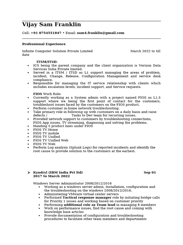 Vijay Resume-Updated | PDF | Server (Computing) | Computer Architecture