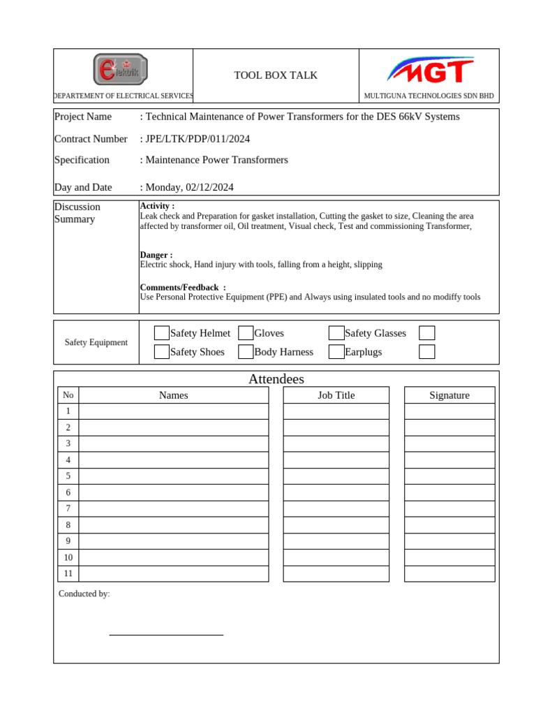 Toolbox Briefing | PDF