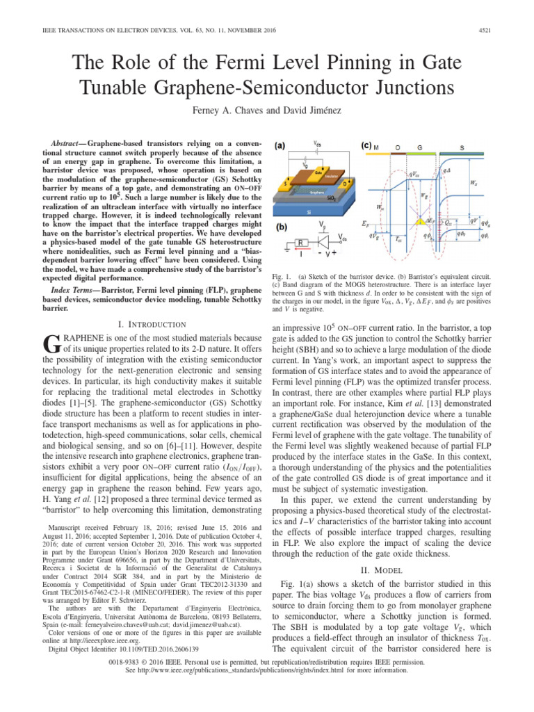 The Role of The Fermi Level Pinning in Gate Tunable Graphene ...