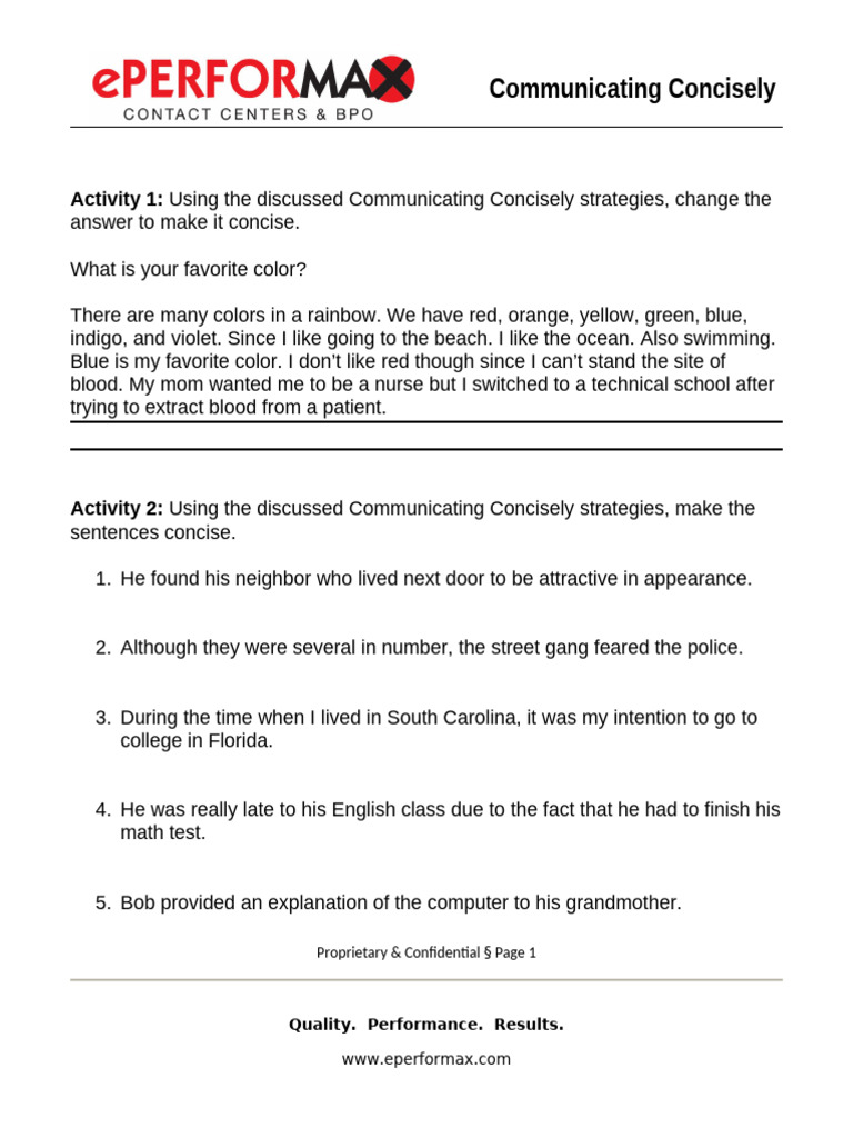 Communicating Concisely 1 | PDF