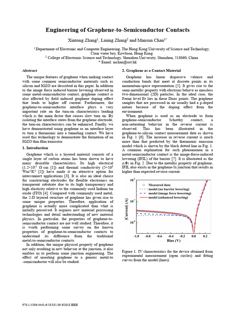 Graphene-Semiconductor Contact Engineering | PDF | Graphene | Doping ...