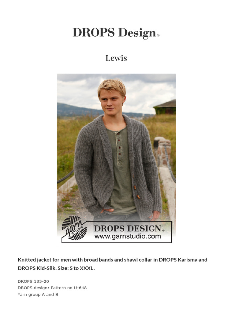 Lewis: Knitted Jacket For Men With Broad Bands and Shawl Collar in ...