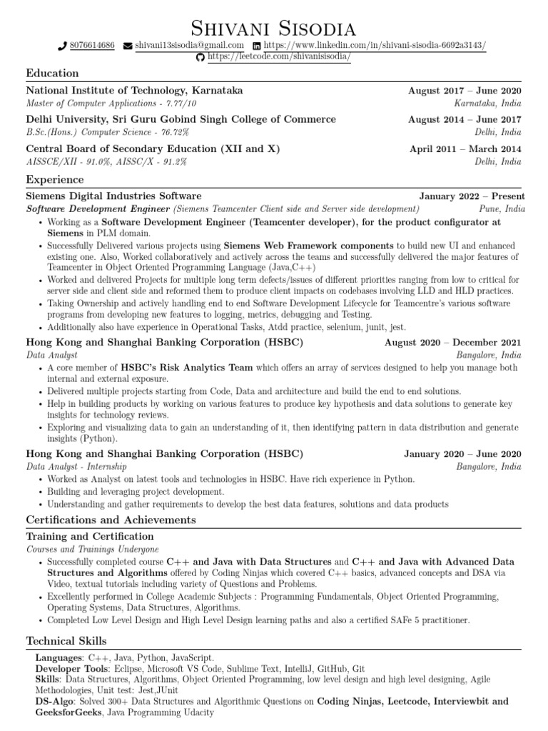 Shivan Is I So Dia Resume | PDF | Computer Programming | Software