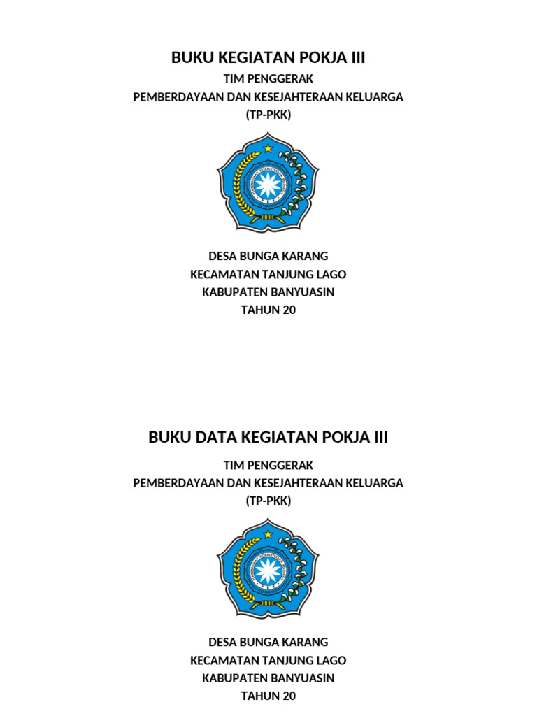 BUKU KEGIATAN POKJA III | PDF