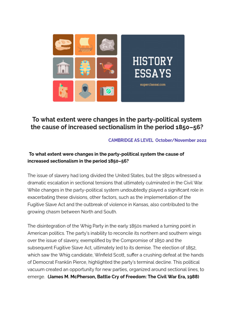 Causes of 1850s Sectionalism in U.S. | PDF | Whig Party (United States ...