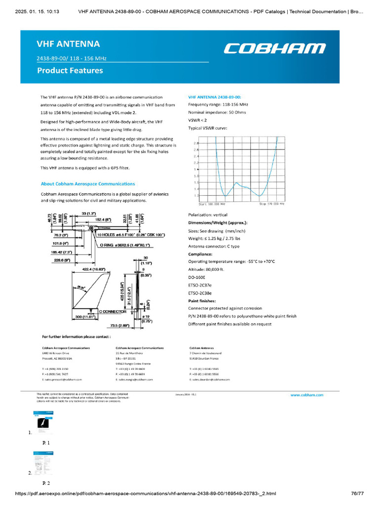 VHF Antenna 2438-89-00 PDF Catalog | PDF