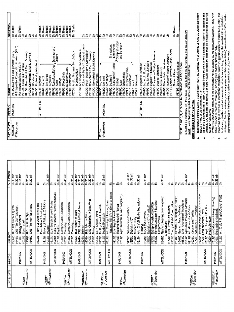 Uace Timetable 2022.2 | PDF