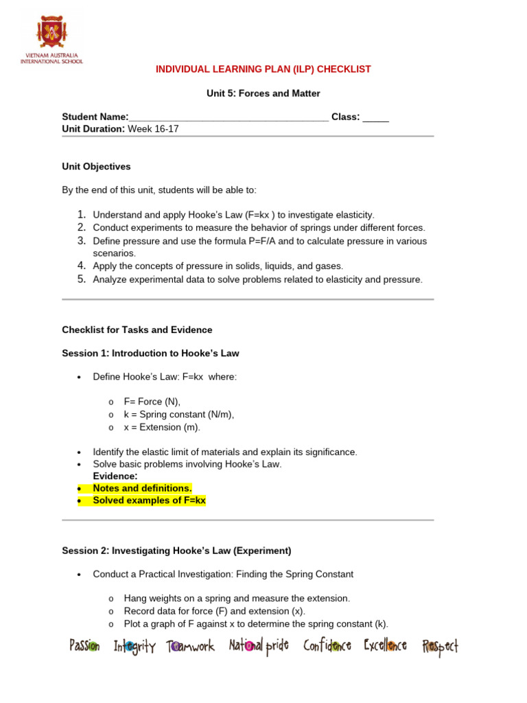 ILP Unit 5 Forces and Matter | PDF | Force | Pressure