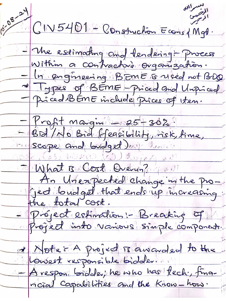 Construction Management L1 | PDF