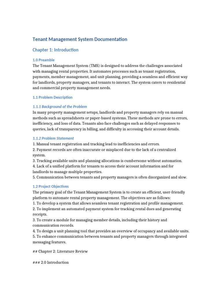 Tenant Management System Documentation | PDF | Computing | Information Technology