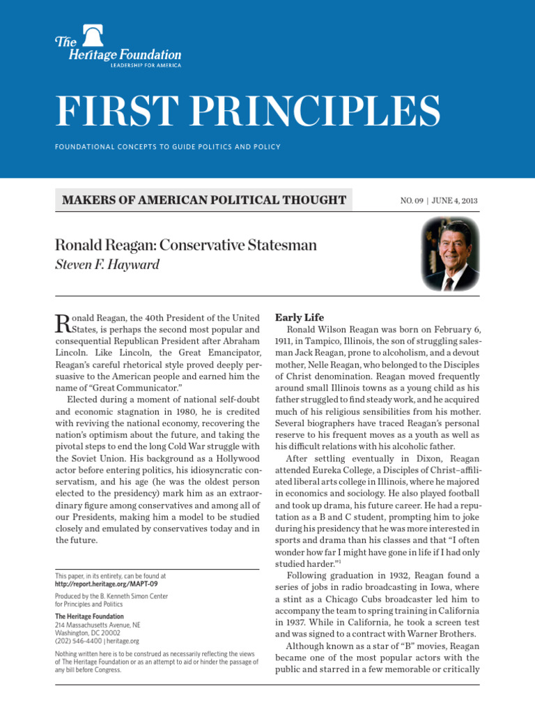 Ronald Reagan Conservative Statesman | PDF | Ronald Reagan | Cold War
