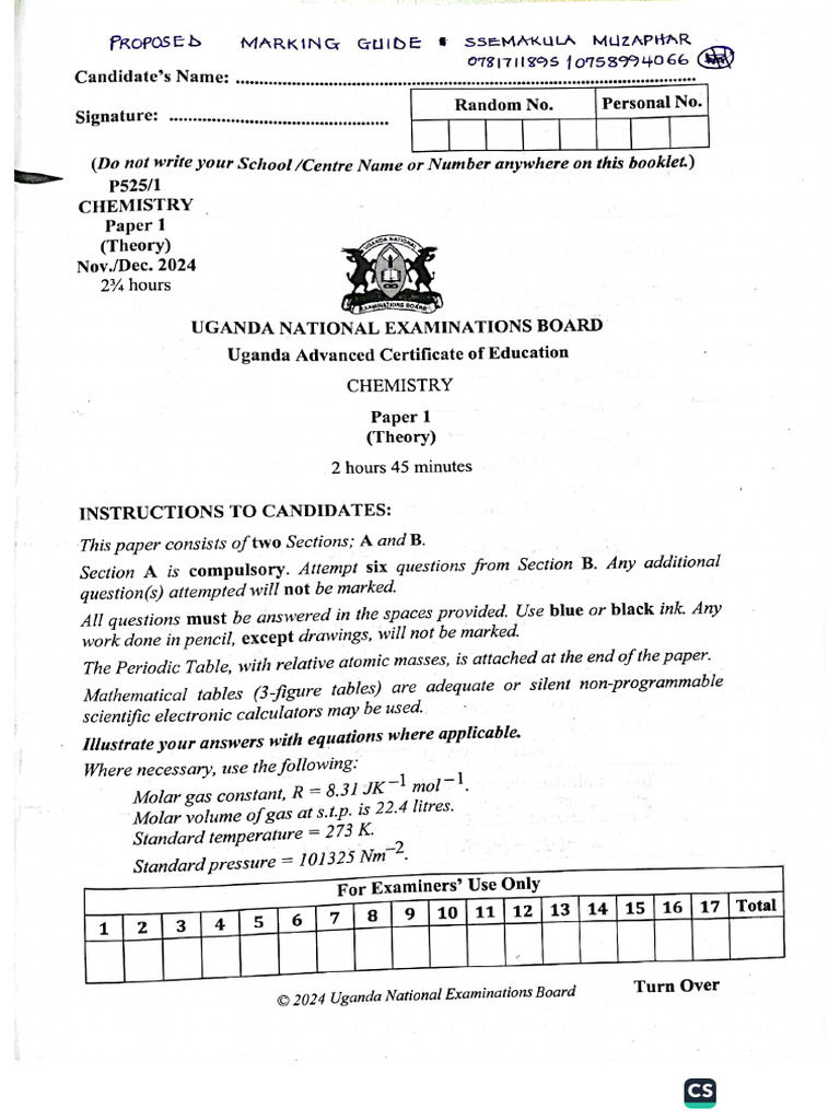 UACE Chem 1 Guide 2024 | PDF