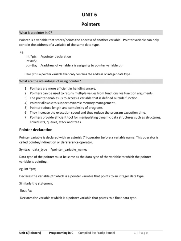 Unit 6 Pointer (Updated) | PDF