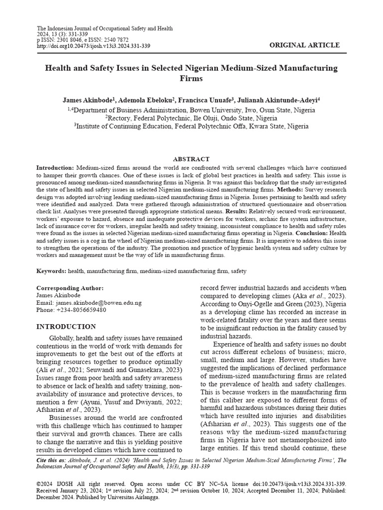 Health and Safety Paper | PDF | Occupational Safety And Health | Safety