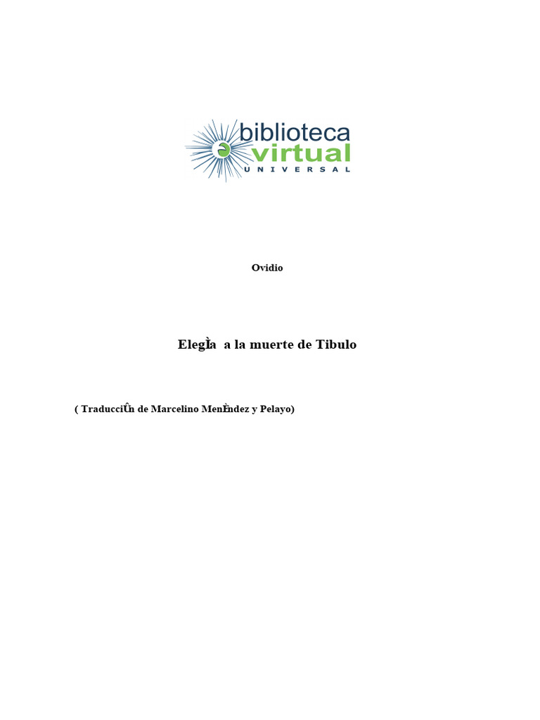 Elegía A La Muerte de Tibulo: Ovidio | PDF