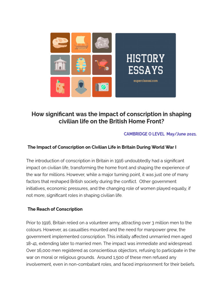How Significant Was The Impact of Conscription in Shaping Civilian Life ...