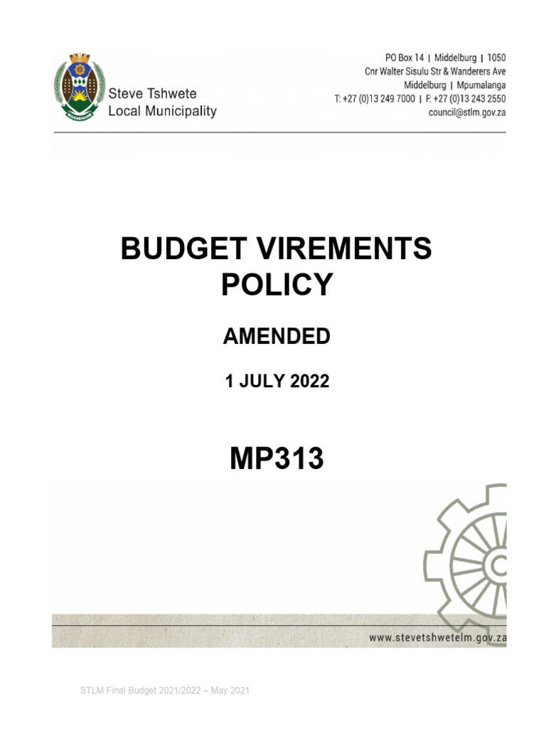 stlm - Budget-Virement-Policy | PDF | Budget | Expense
