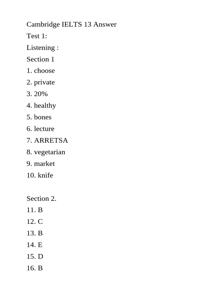 Cambridge IELTS 13 Answer PDF