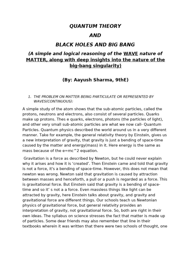 Quantum Theory: Wave-Particle Duality Explained | PDF | Gravity | Black ...