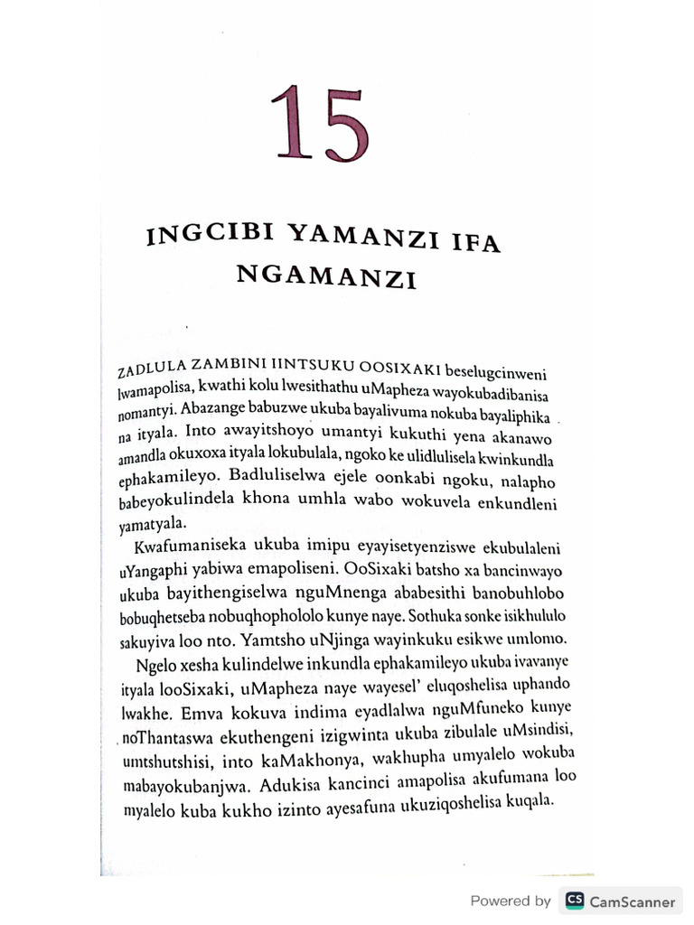 Isahluko 15 Ingcibi Yamanzi Ifa Ngamanzi | PDF