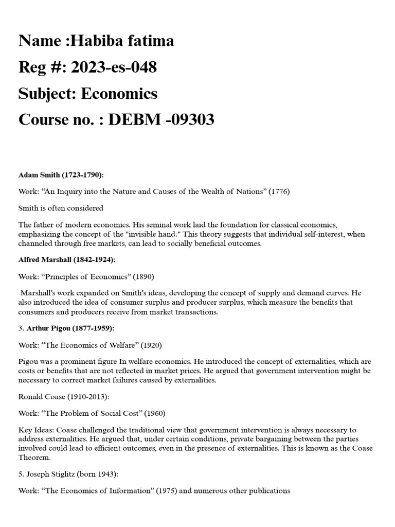 Influential Economists and Their Theories | PDF | Economics | Externality