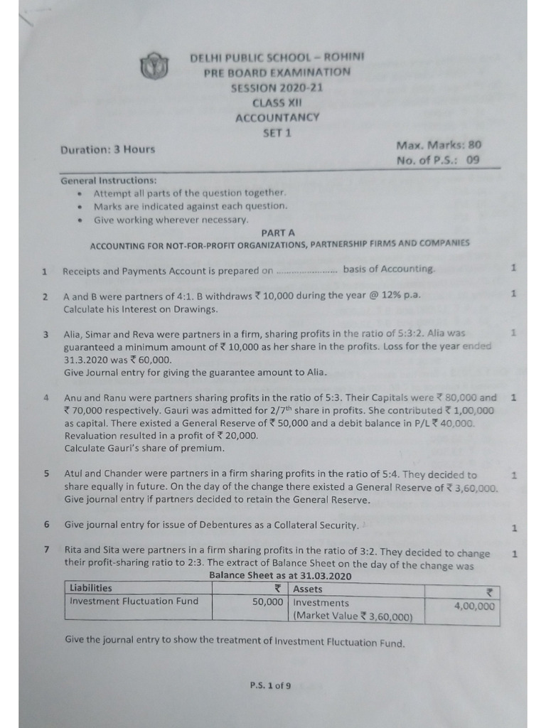DPS Rohini 2020 21 Preboard | PDF