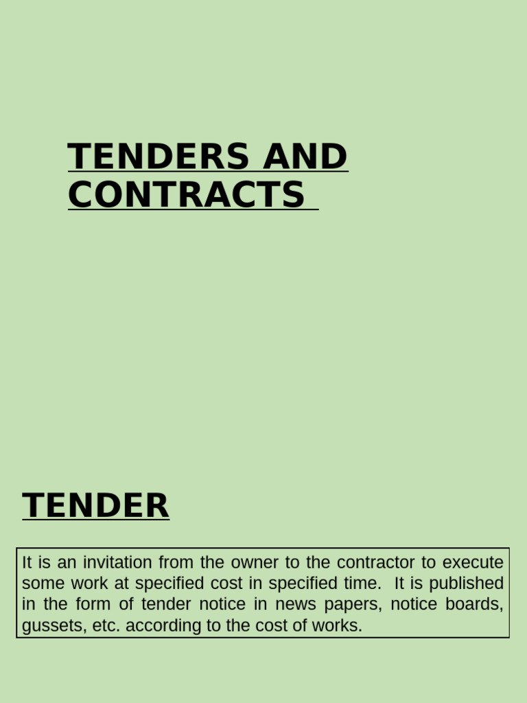 Understanding Tenders and Contracts | PDF | Concrete | Specification ...