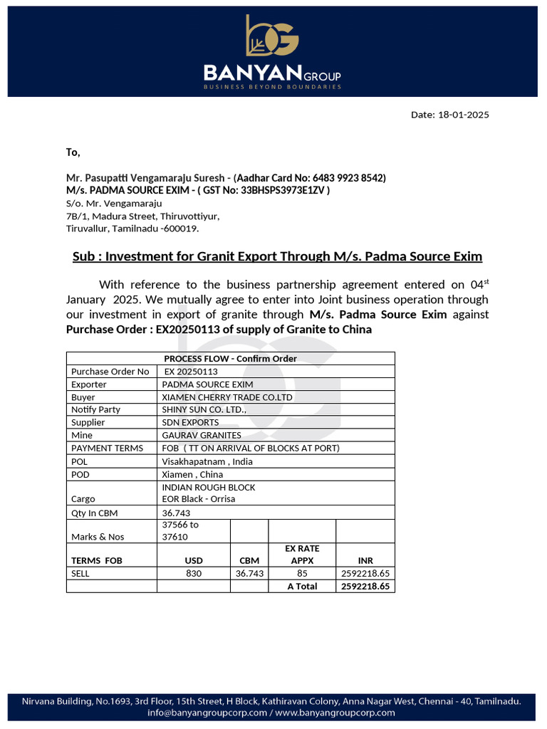 Granite Export Investment | PDF | Business | Economies