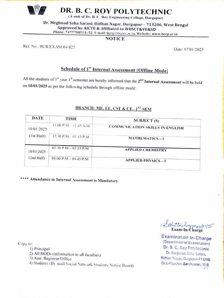 2nd Internal Assessment - 1st Sem | PDF