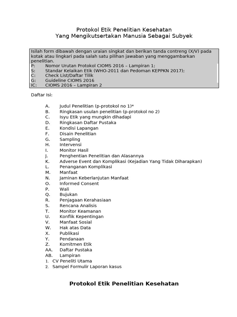 Form Protokol Etik Maulvi Agri Sadewa | PDF
