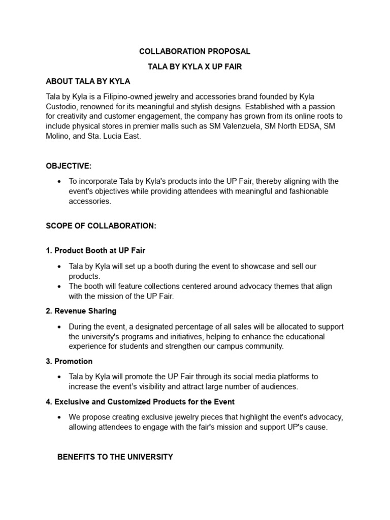 Collaboration Proposal (Sample) | PDF | Human Communication | Strategic ...