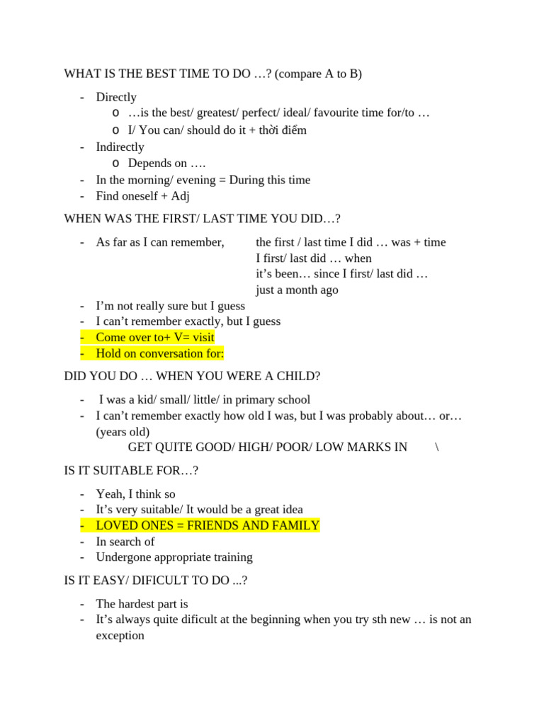 Best Times for Activities and Reflections | PDF