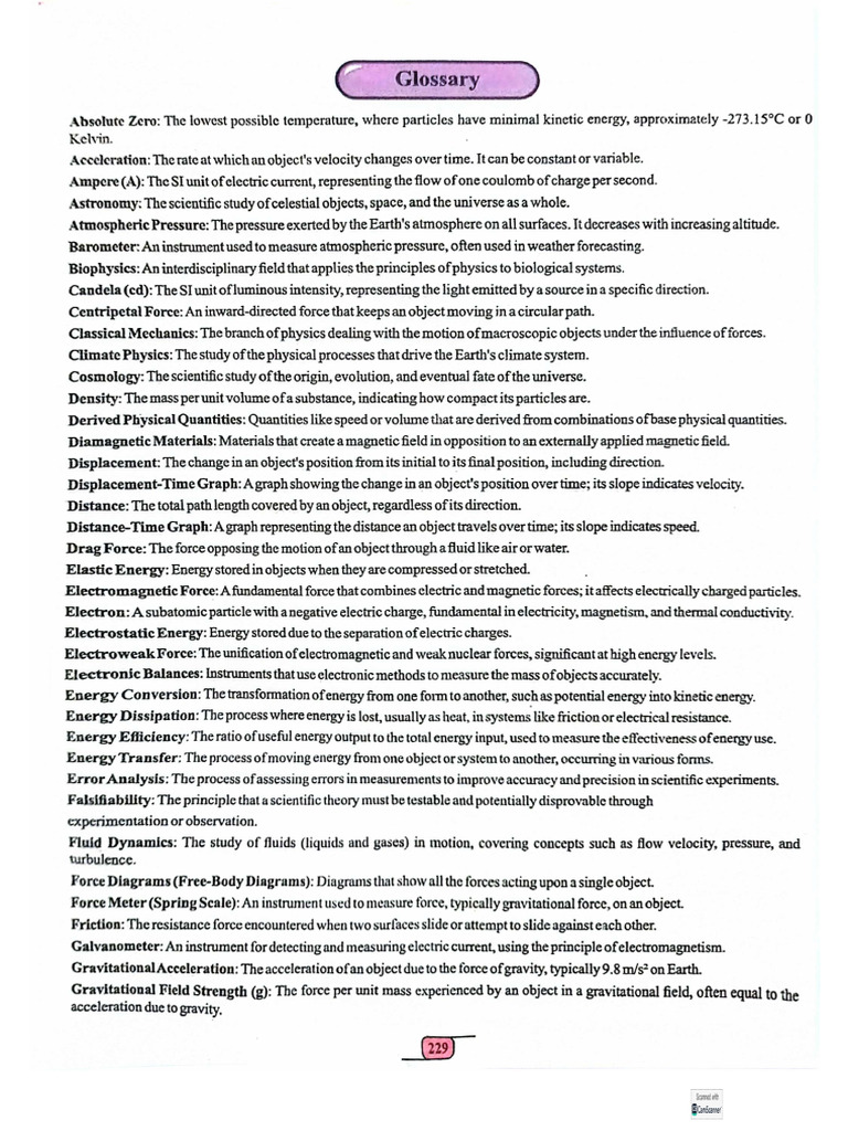 Glossary grade9 phy | PDF