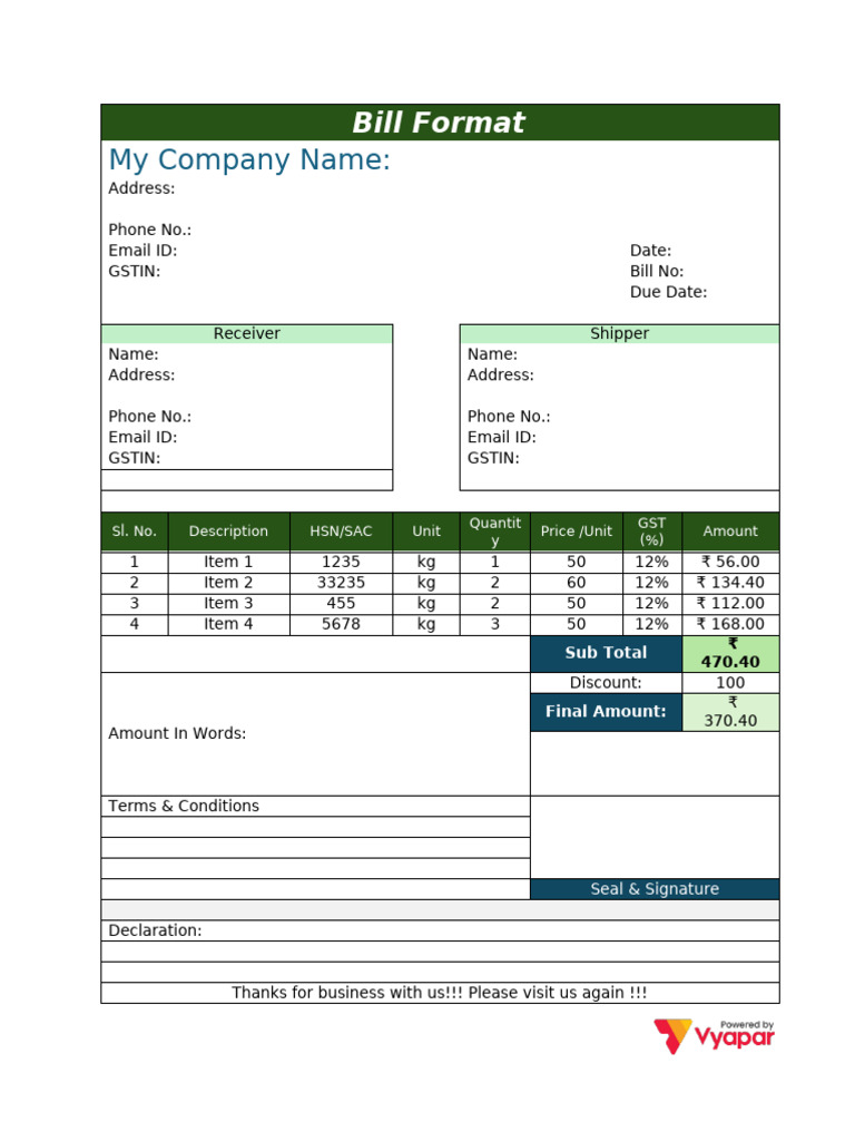 Stationary Bill | PDF