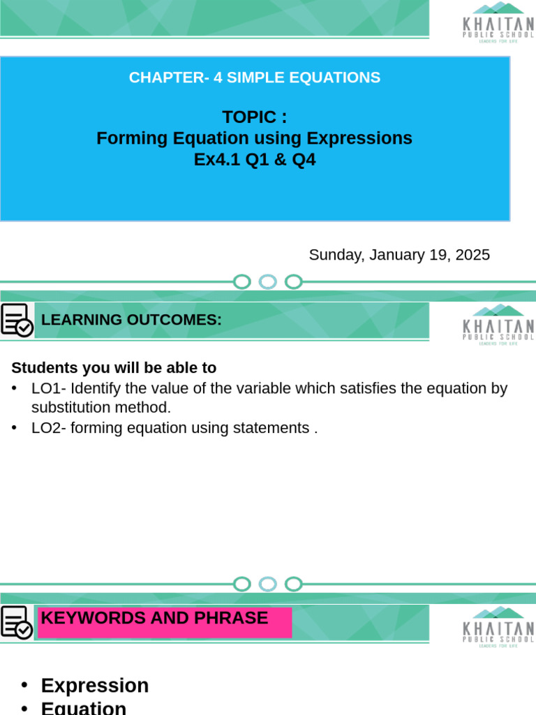 Class Vii_lc3_week 4_ch-4 Simple Equation_l2 (1).Pptx | PDF | Equations | Mathematical Concepts
