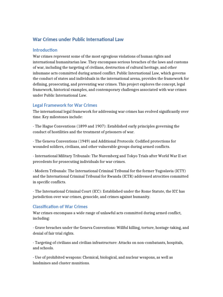 War_Crimes_Project_BA_LLB | PDF | War Crime | Geneva Conventions