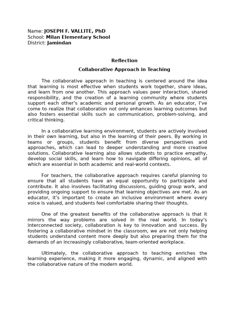 Joseph F. Vallite - Collaborative Approach | PDF