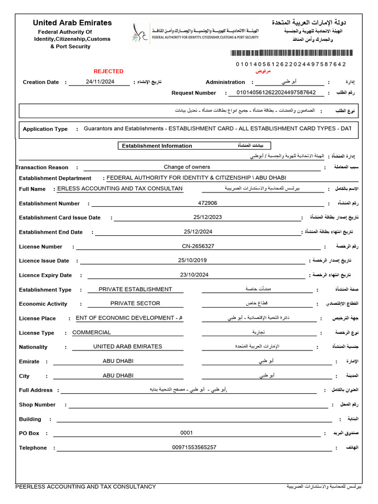 Guarantors and Establishments - ESTABLISHMENT CARD - ALL ESTABLISHMENT ...