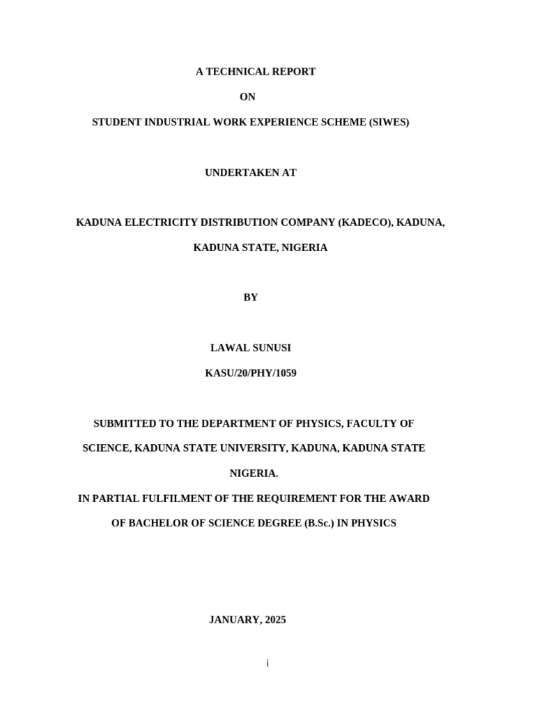 A TECHNICAL REPORT | PDF | Electric Power Distribution | Electrical Substation