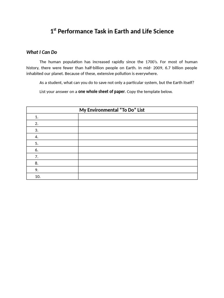 Earth and Life Science Activity | PDF