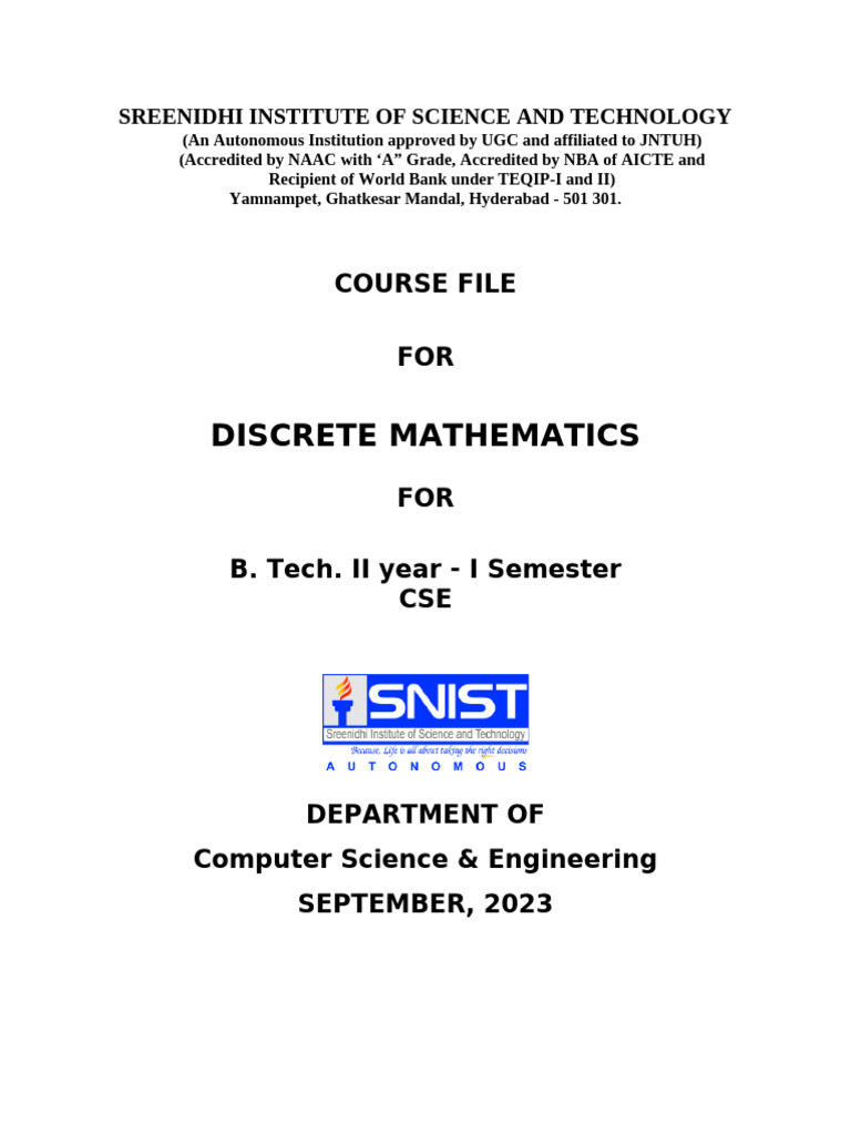 Discrete Mathematics CF DR Niranjan | PDF | Discrete Mathematics ...