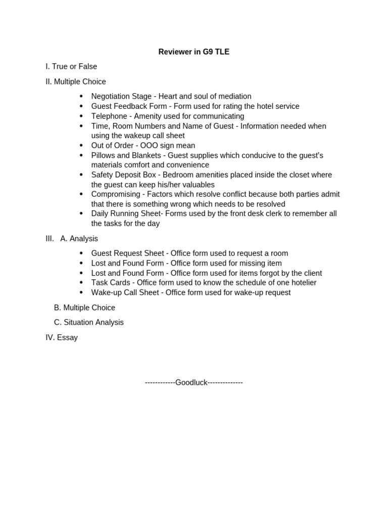 Reviewer in G9 TLE | PDF